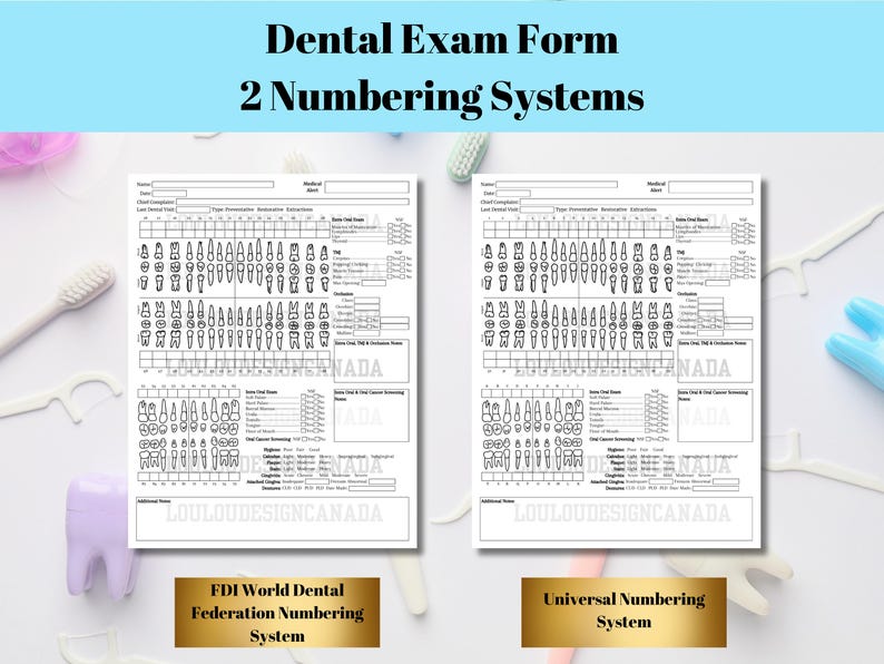 Dental Exam Form | Patient Examination Form | Dental Chart | Dentist ...