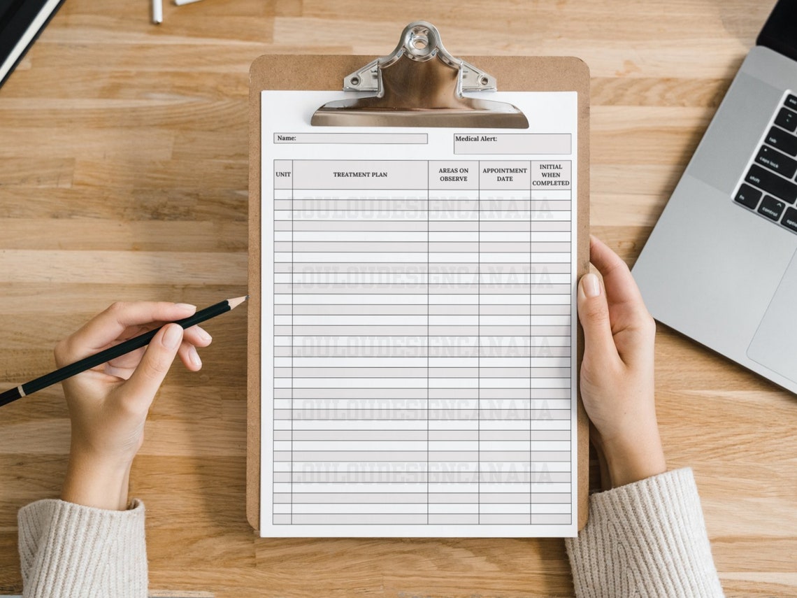 Dental Treatment Plan Documentation Sheet | Treatment Planner Log ...