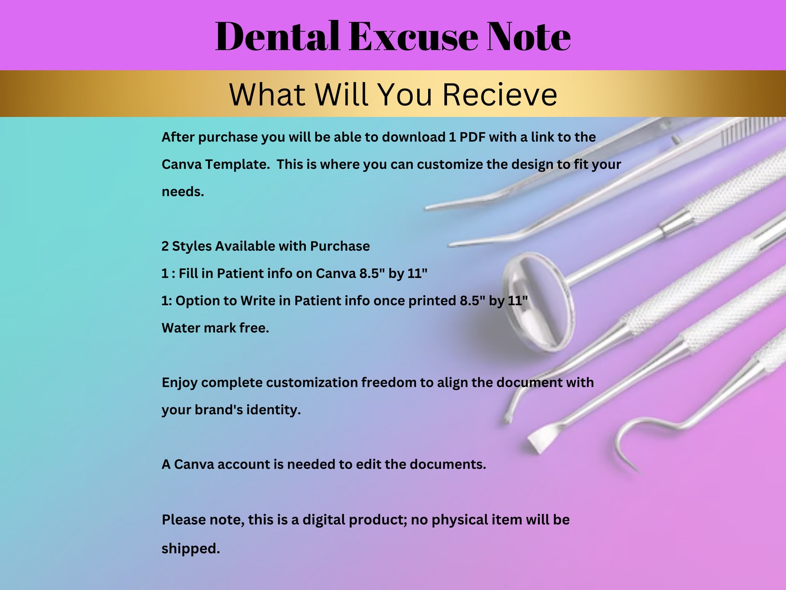 Dentist Excuse Note Template | Dental Work Excuse Letter | Doctors Note ...