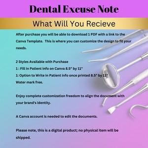 Dentist Excuse Note Template | Dental Work Excuse Letter | Doctors Note ...