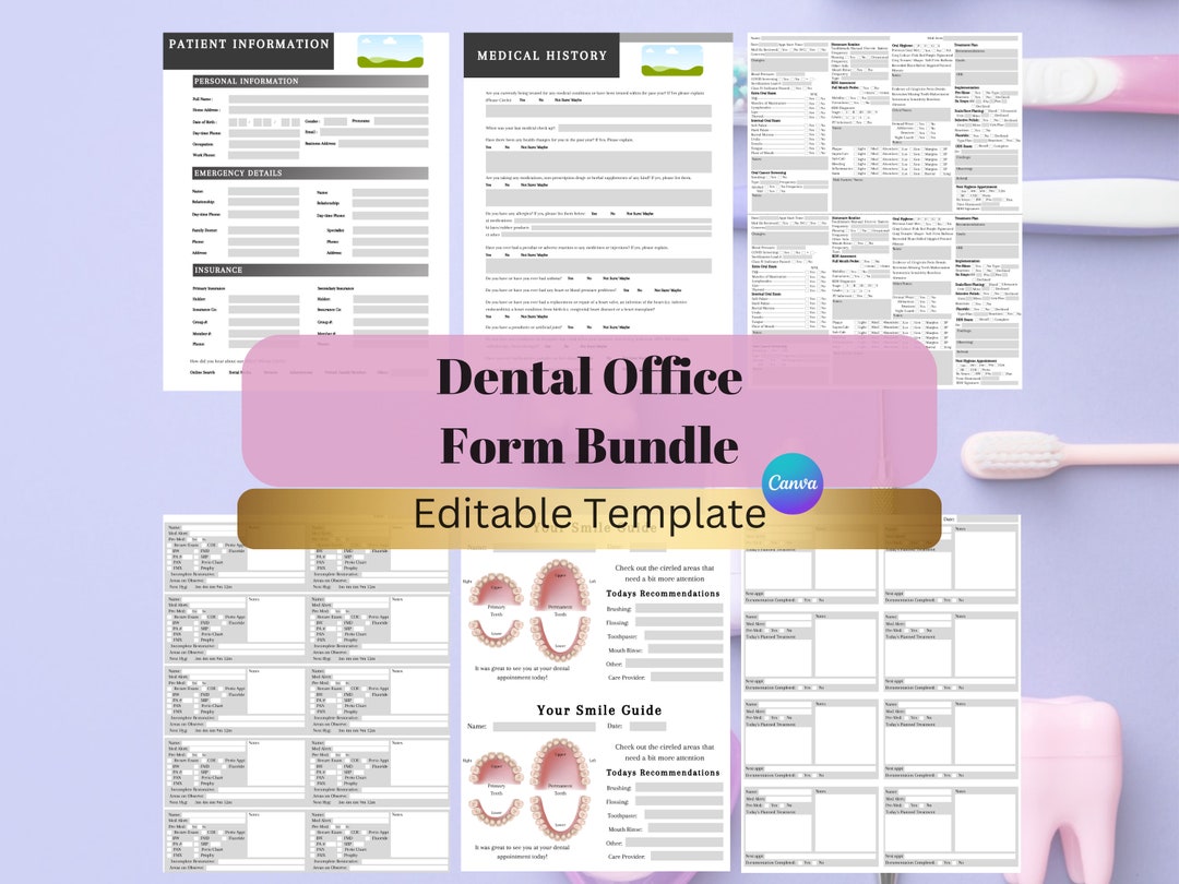 Dental Office Form Bundle | Dental Practice Editable Documentation ...