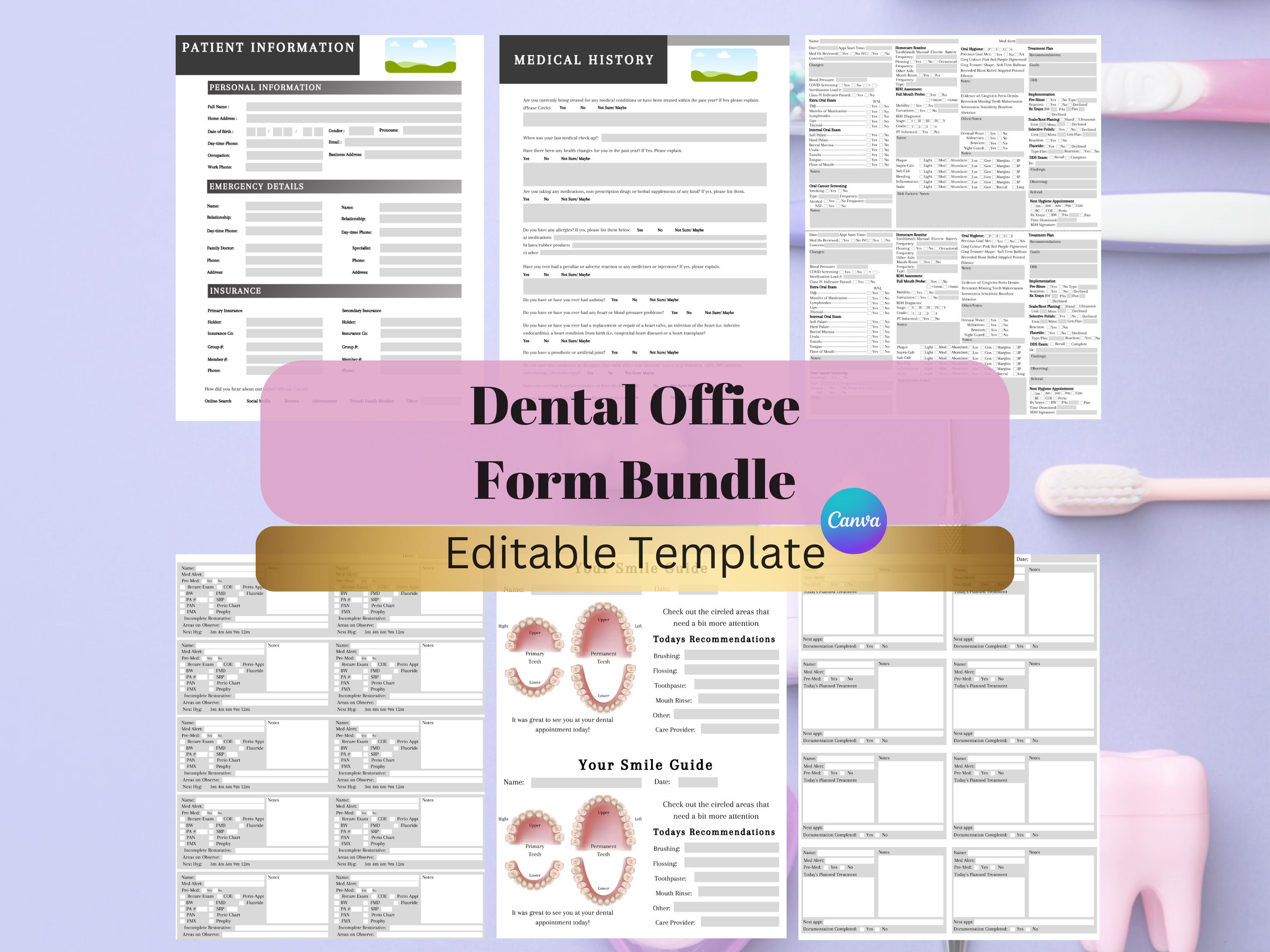 Dental Office Form Bundle | Dental Practice Editable Documentation ...