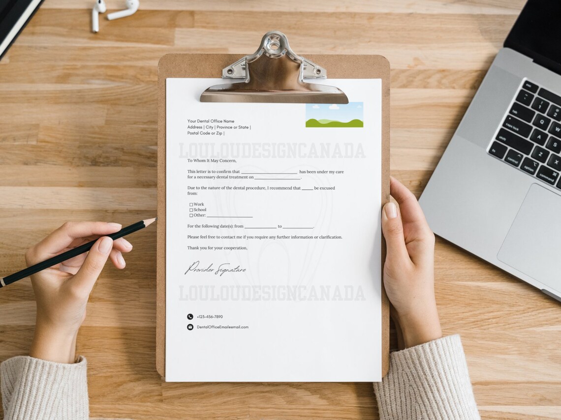 Dentist Excuse Note Template | Dental Work Excuse Letter | Doctors Note ...