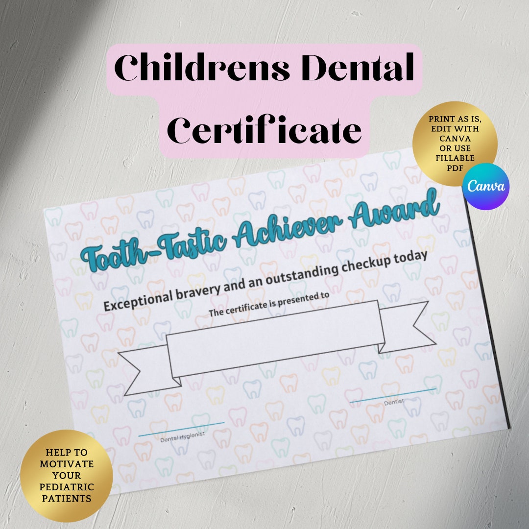 Dental Visit Certificate | Printable Certificate | Customizable Dental ...