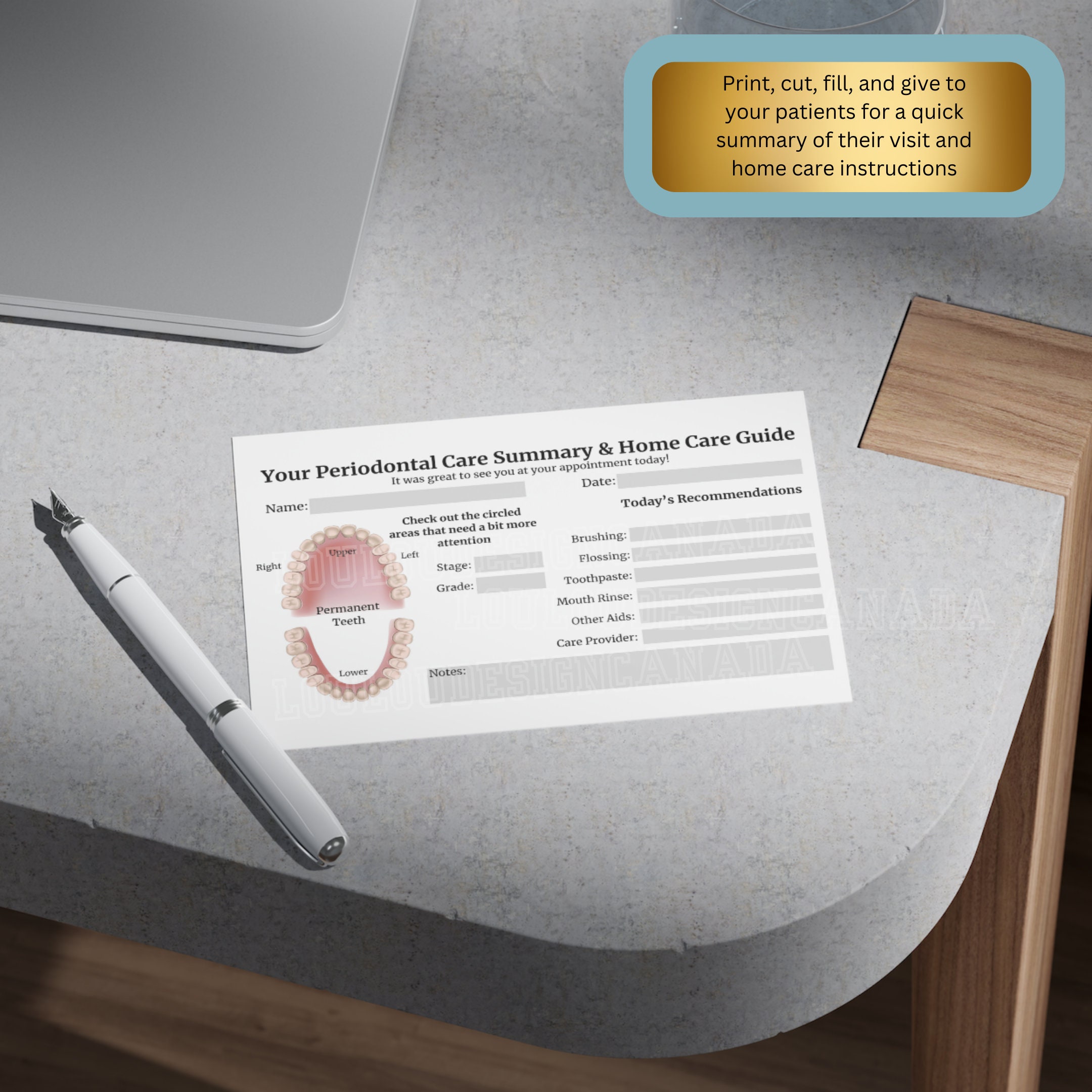 Periodontal Patient Handout Form | RDH Hygienist Notes | Dental Office ...