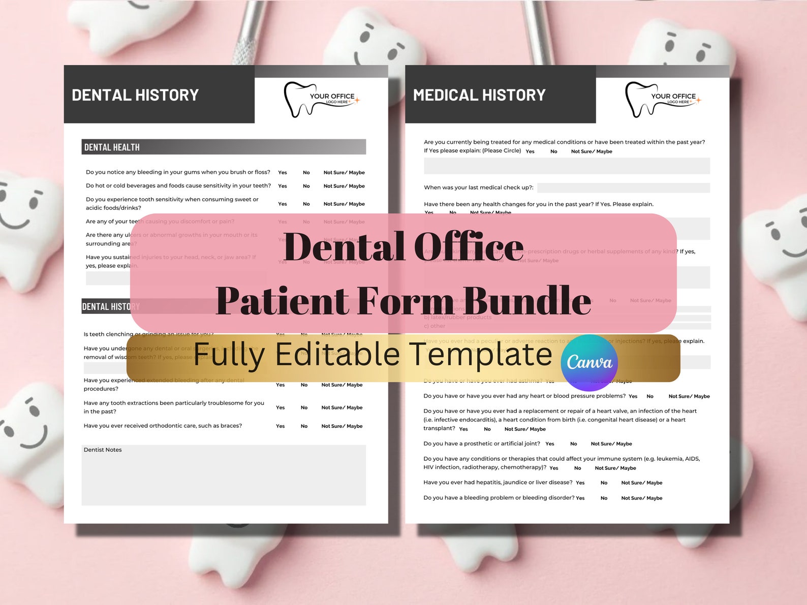 New Patient Form | Editable Dental Intake Forms | Dental Office ...