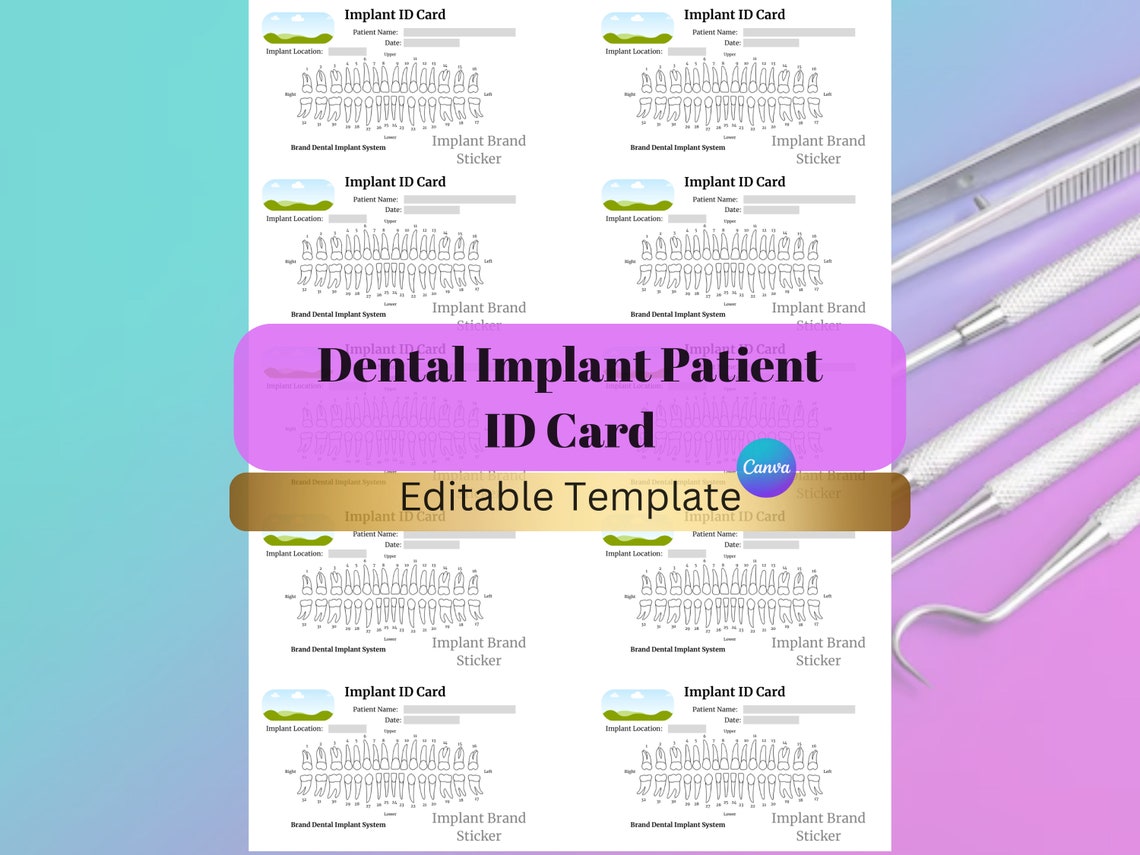 Dental Implant Patient ID Card | Implant ID Card | Medical ID Card ...
