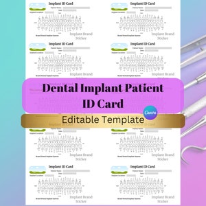 Dental Implant Patient ID Card | Implant ID Card | Medical ID Card ...