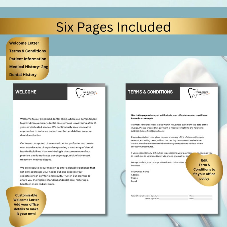 Editable Dental Intake Forms | New Patient Form | Customize Dental ...