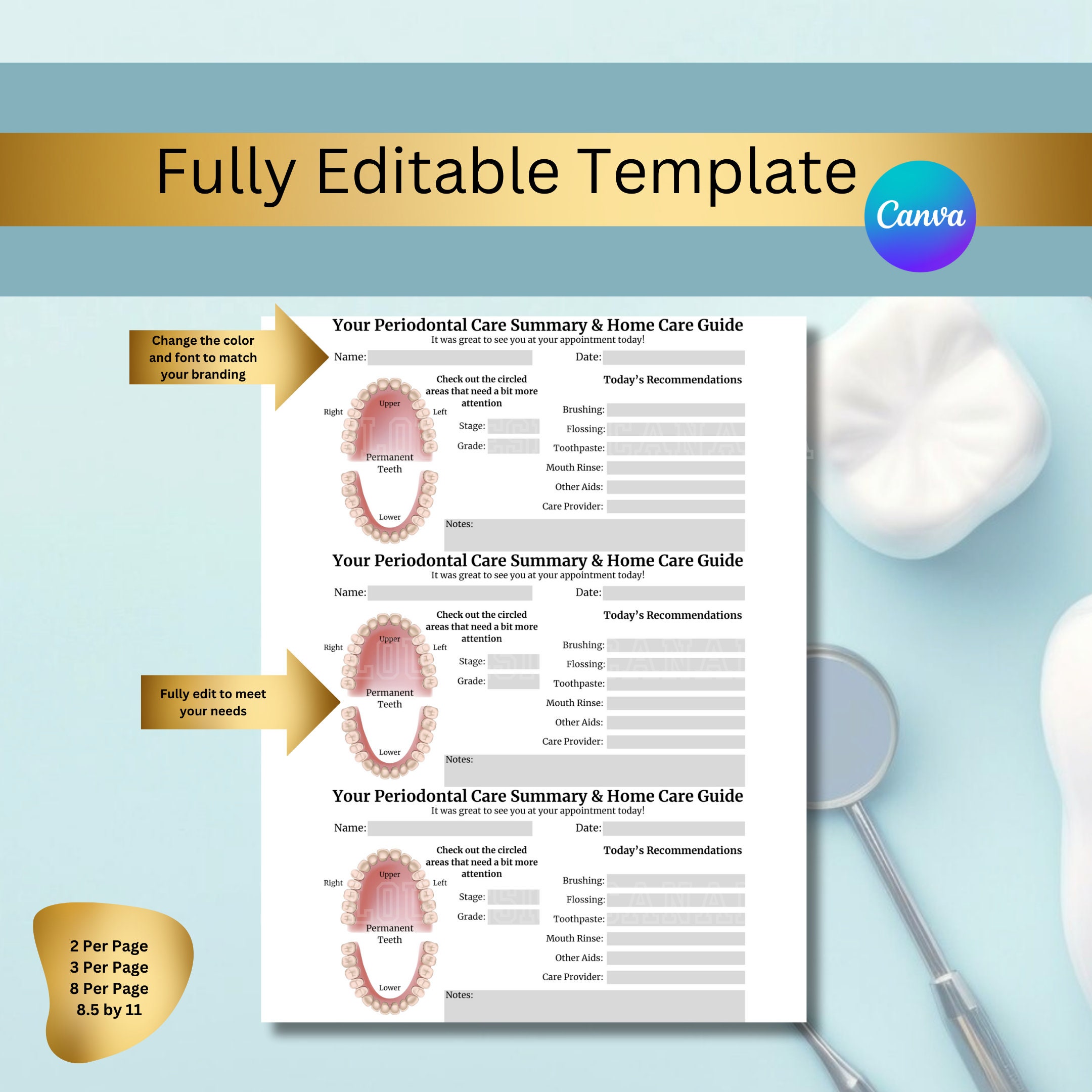 Periodontal Patient Handout Form | RDH Hygienist Notes | Dental Office ...