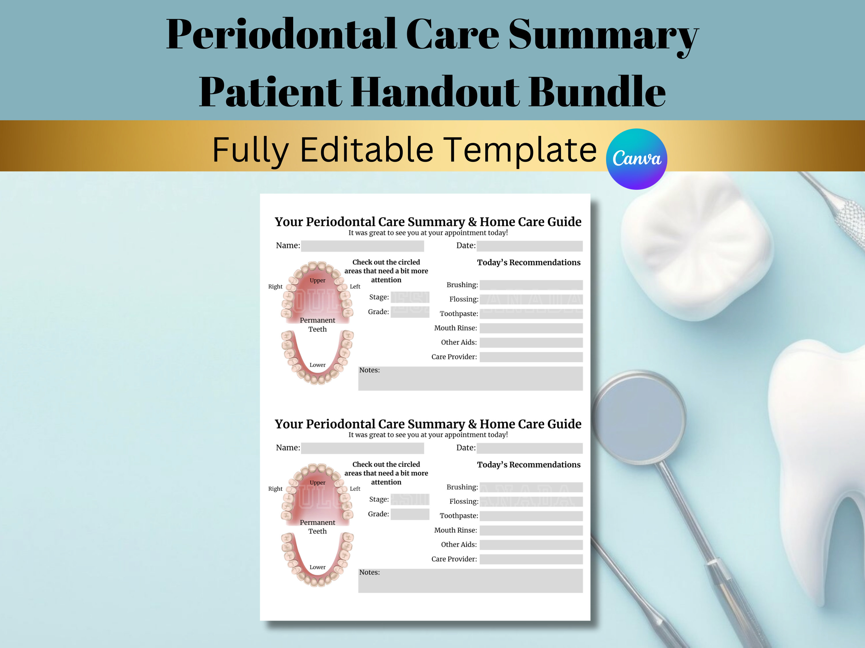 Periodontal Patient Handout Form | RDH Hygienist Notes | Dental Office ...