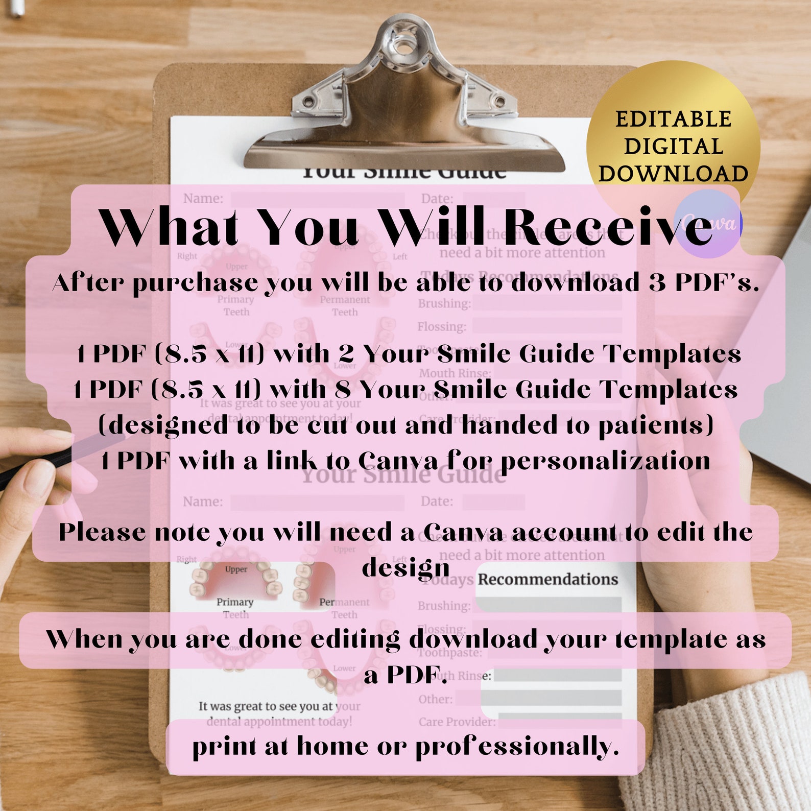 RDH Patient Handout Form | Hygienist Progress Notes | Dental Office ...