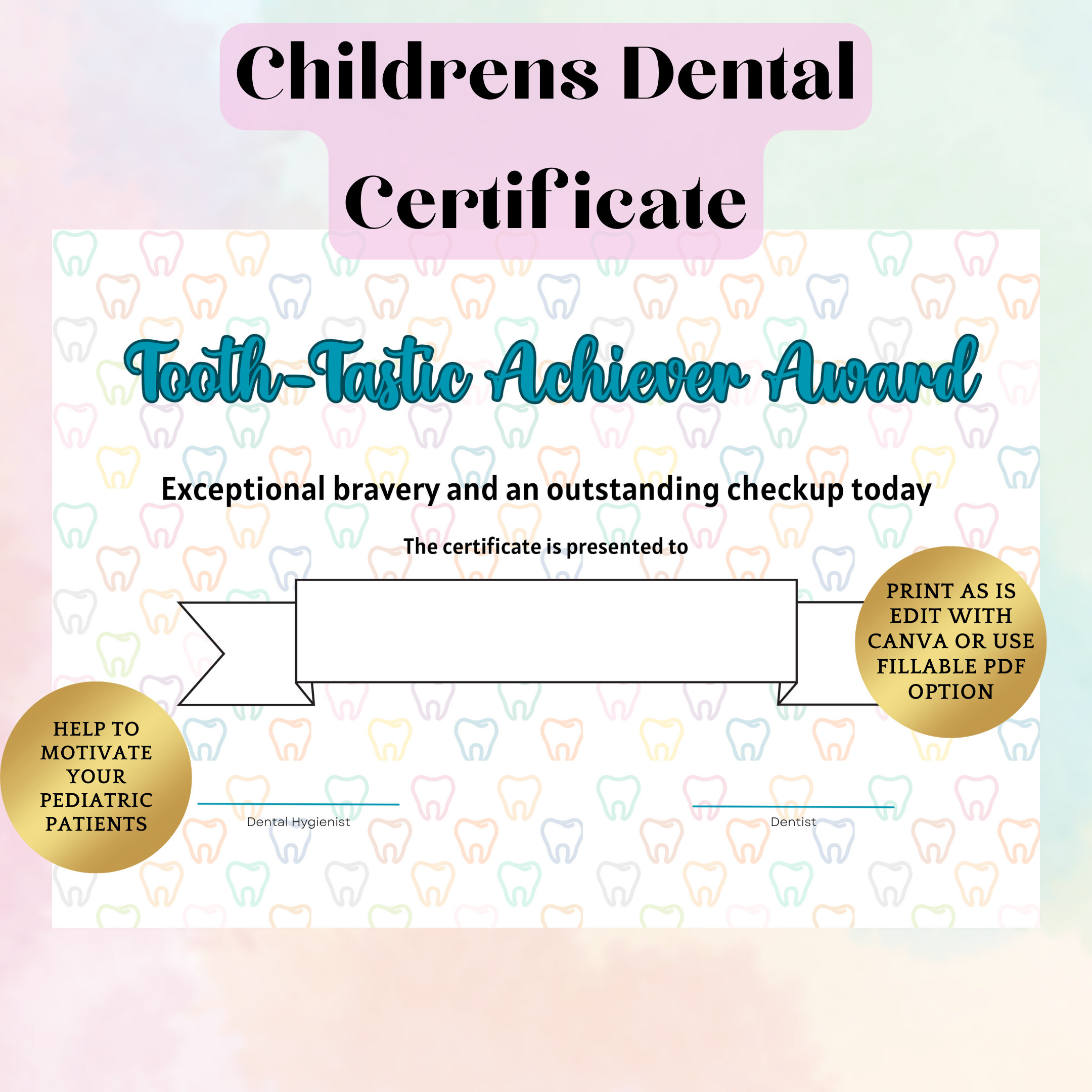 Dental Visit Certificate | Printable Certificate | Customizable Dental ...
