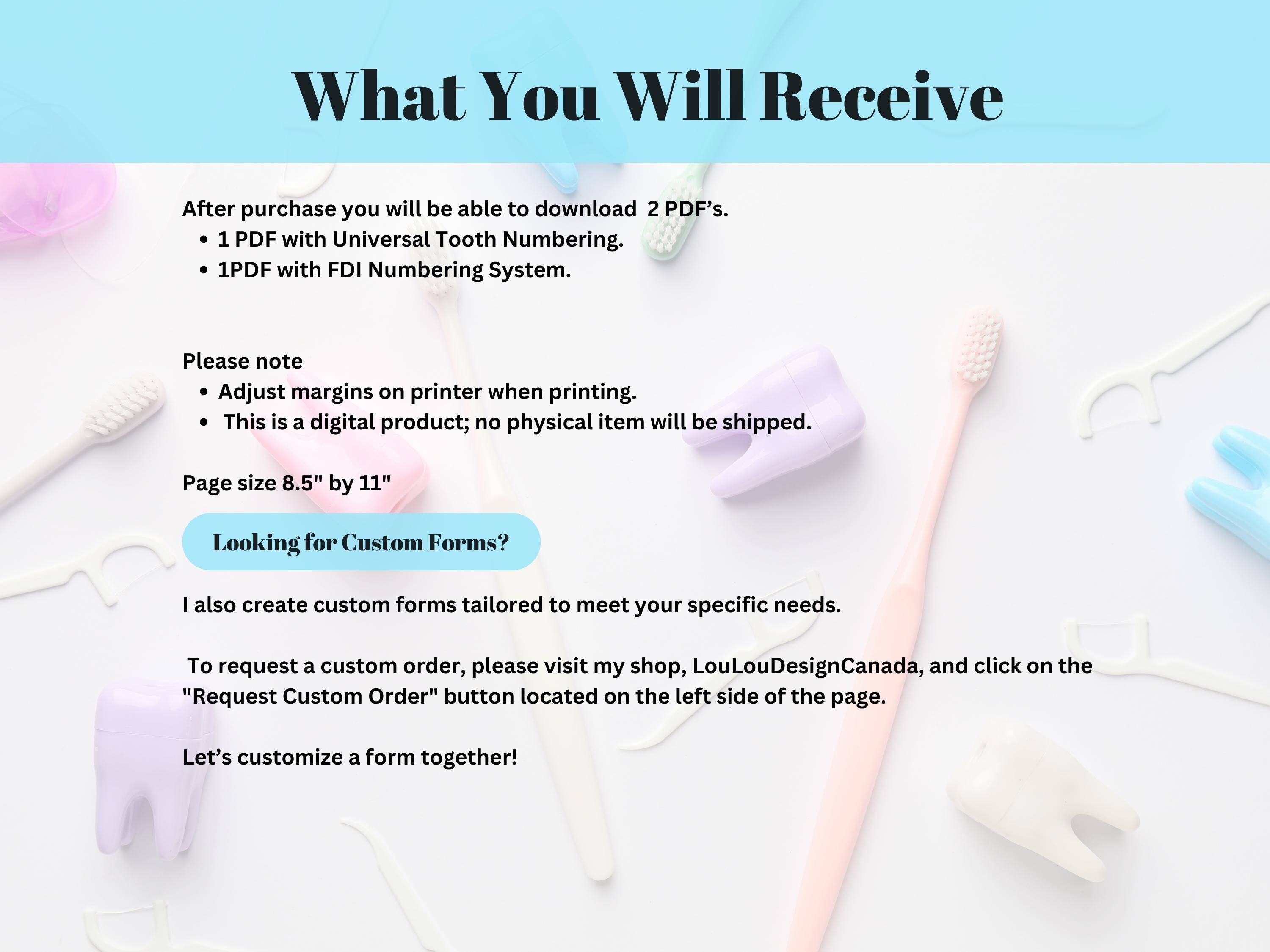 Dental Exam Form | Patient Examination Form | Dental Chart | Dentist ...