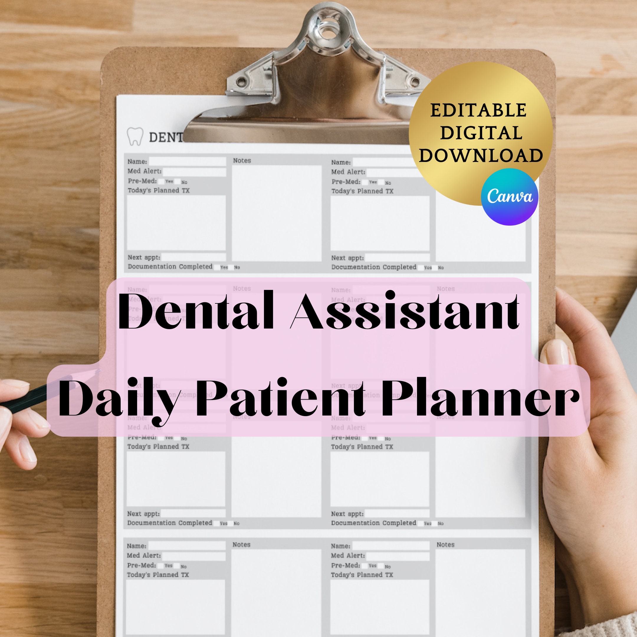 Dental Assistant Patient Planner | Daily Patient Planner | Dental ...