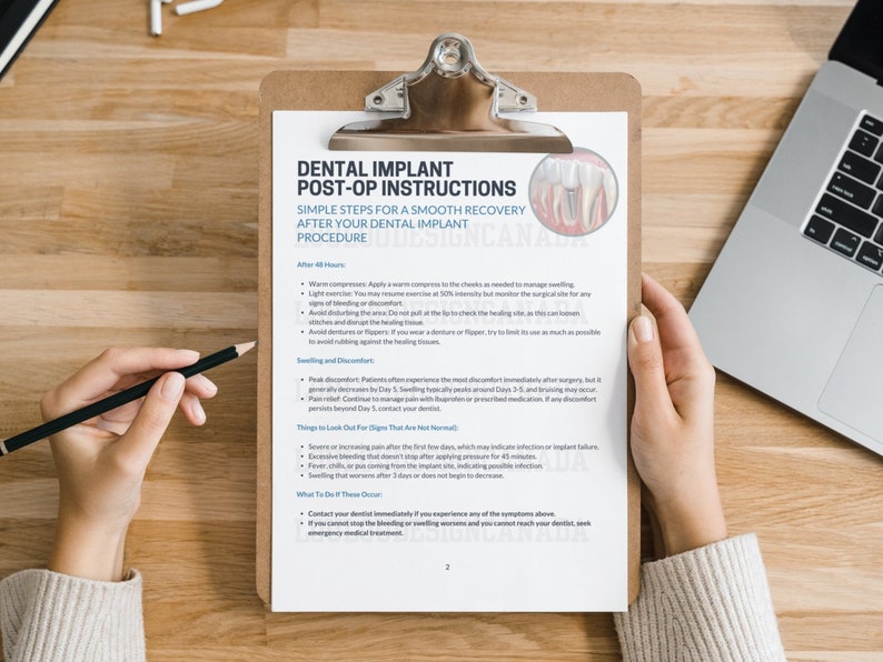 Editable Dental Implant Post Op Instructions | Dental Office Patient ...