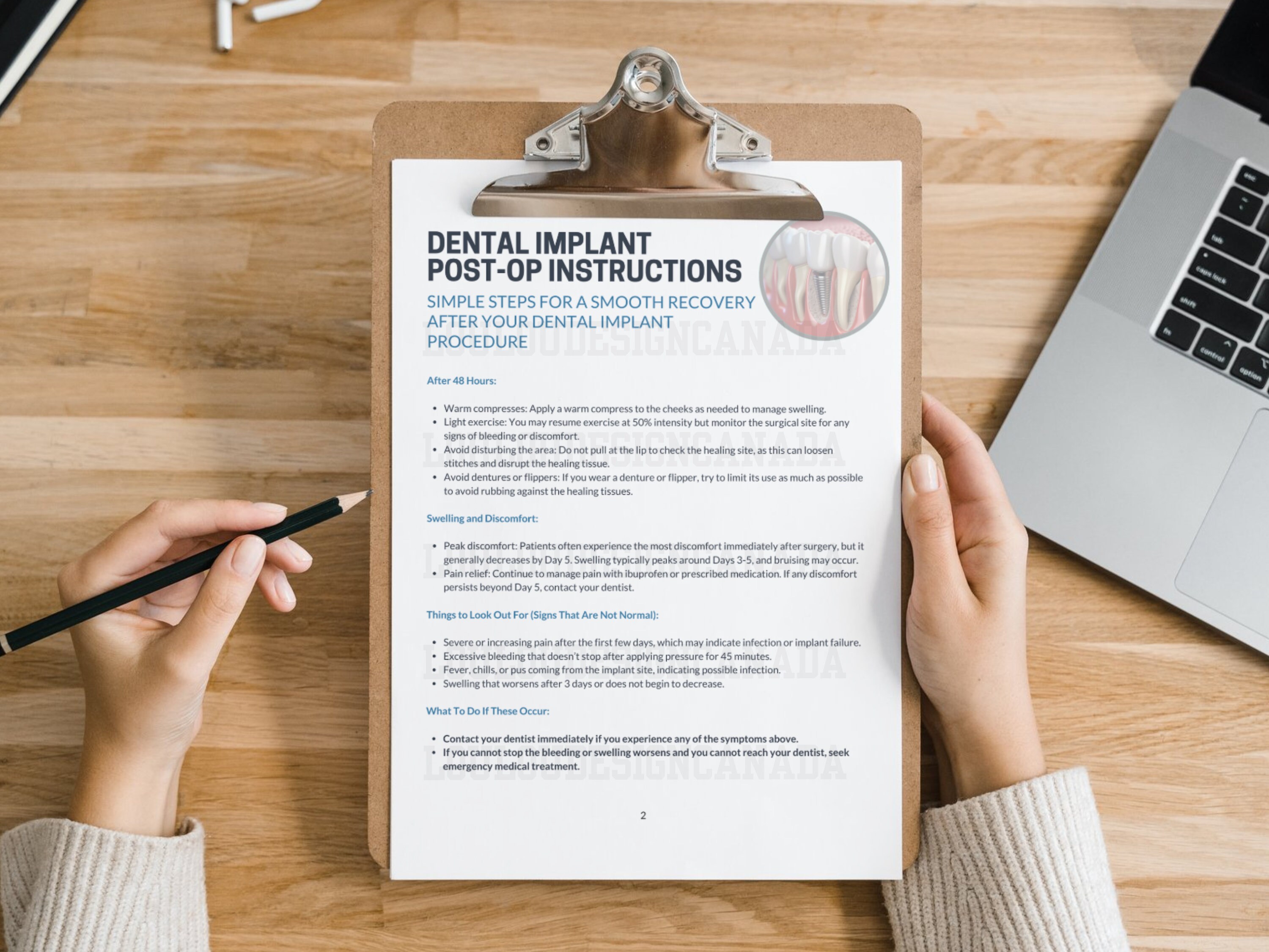 Editable Dental Implant Post Op Instructions | Dental Office Patient ...