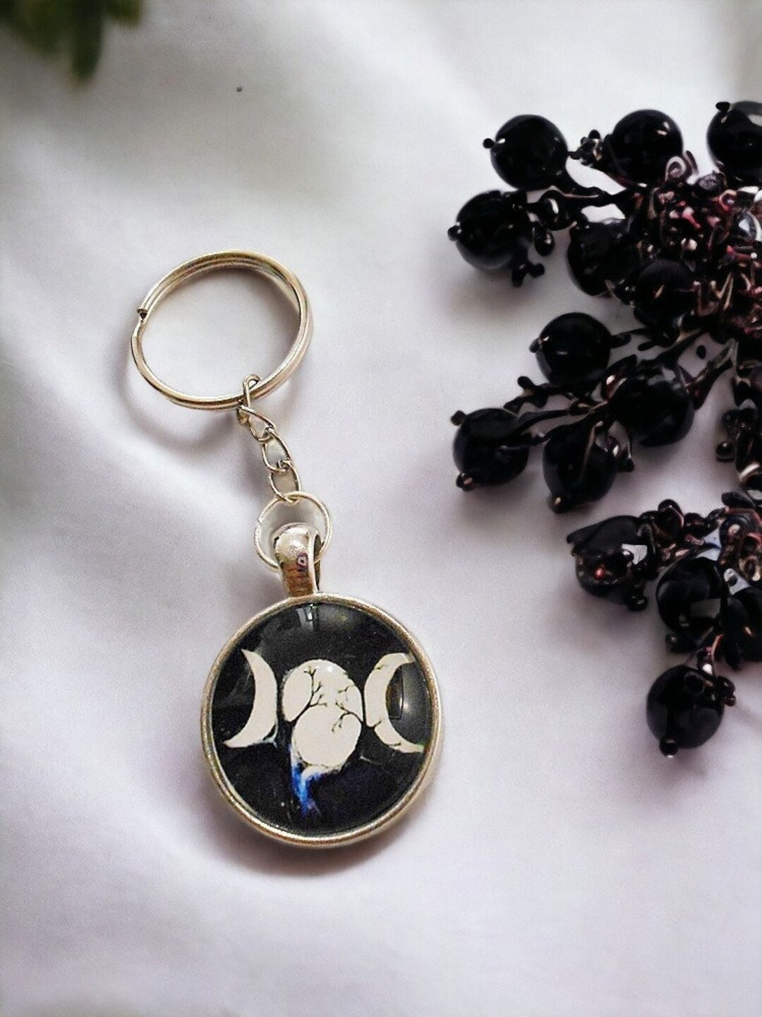 Triple Moon Goddess Keychain Gothic Hecate Dark Mystical Charm Unique ...