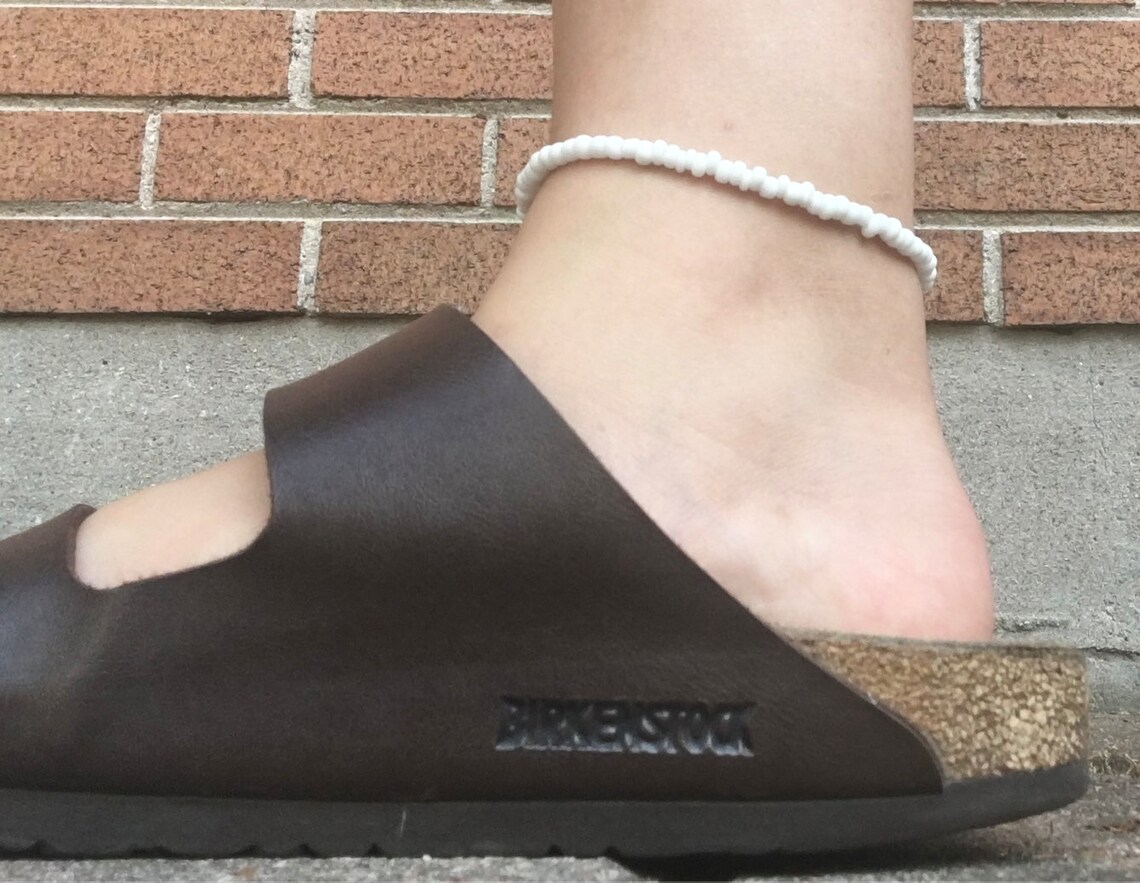White Beaded Anklet-white Seed Bead Anklet-vsco Jewelry-glass - Etsy Canada