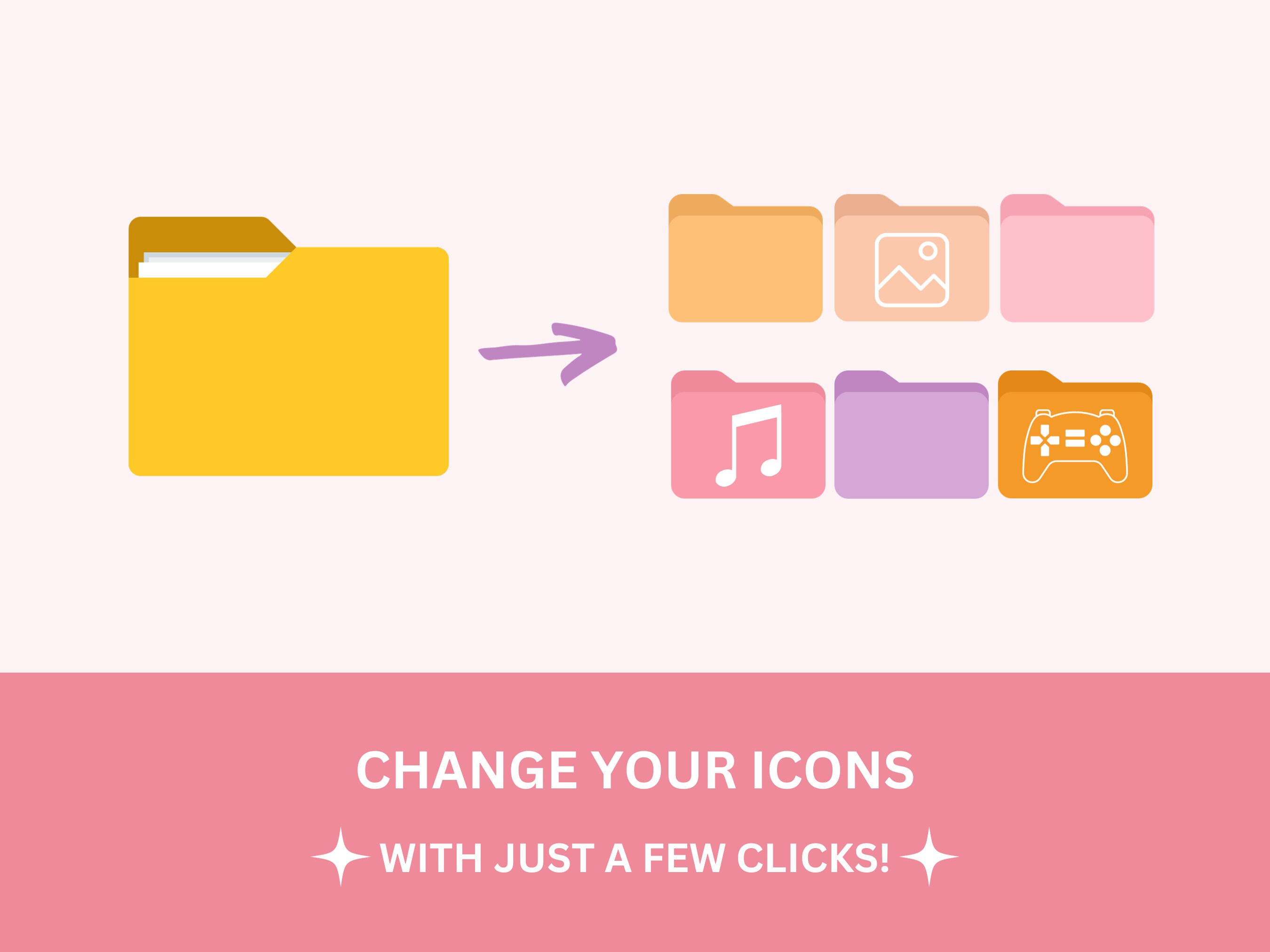 Desktop Folder Icons, Aesthetic Desktop Organization, Mac and Windows ...