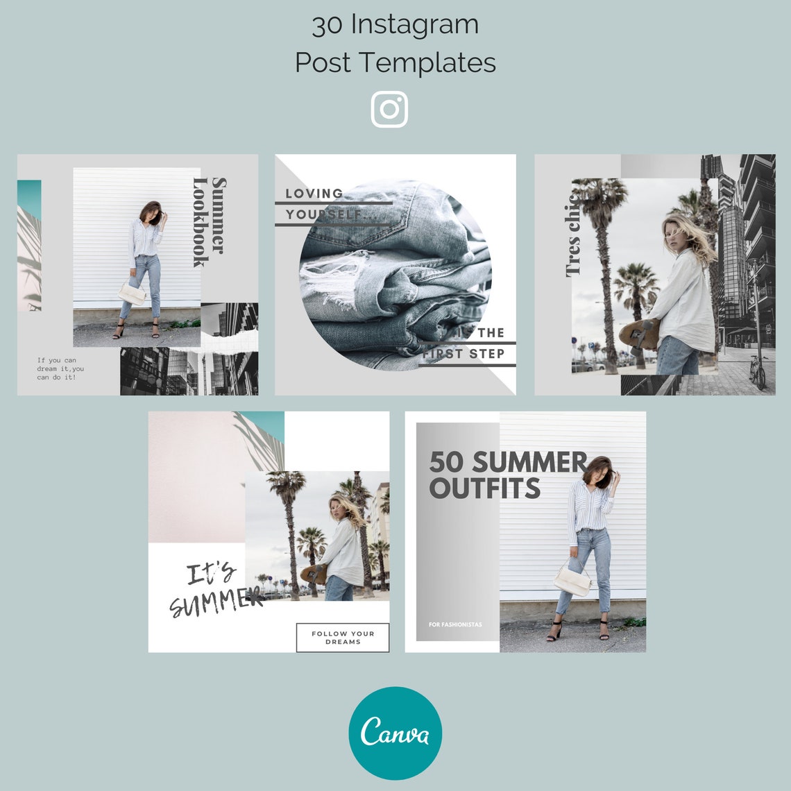 30 Instagram Post Templates for Canva Editable IG Posts - Etsy