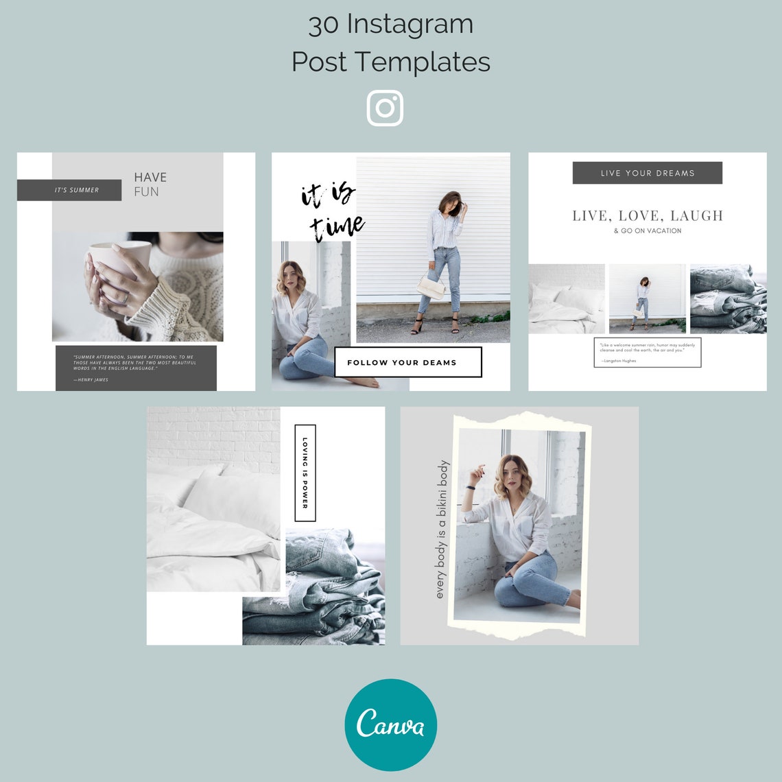 30 Instagram Post Templates for Canva Editable IG Posts - Etsy