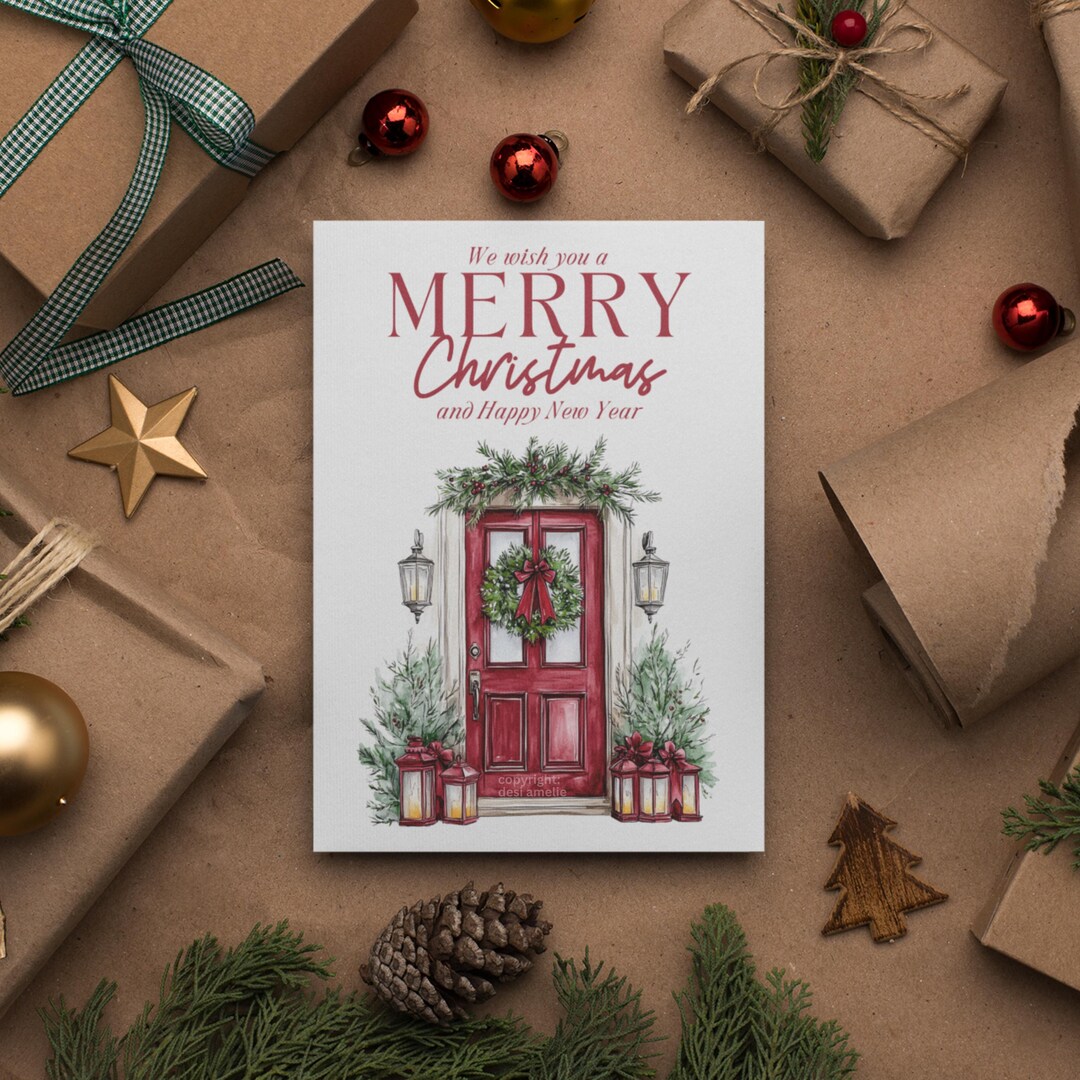 Christmas Card, Digital Download, Cute Holiday Card, Printable Festive ...