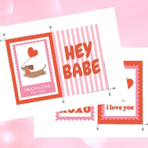 6 Cute Love Cards | Instant Download | Printable Cards | Card Set ...