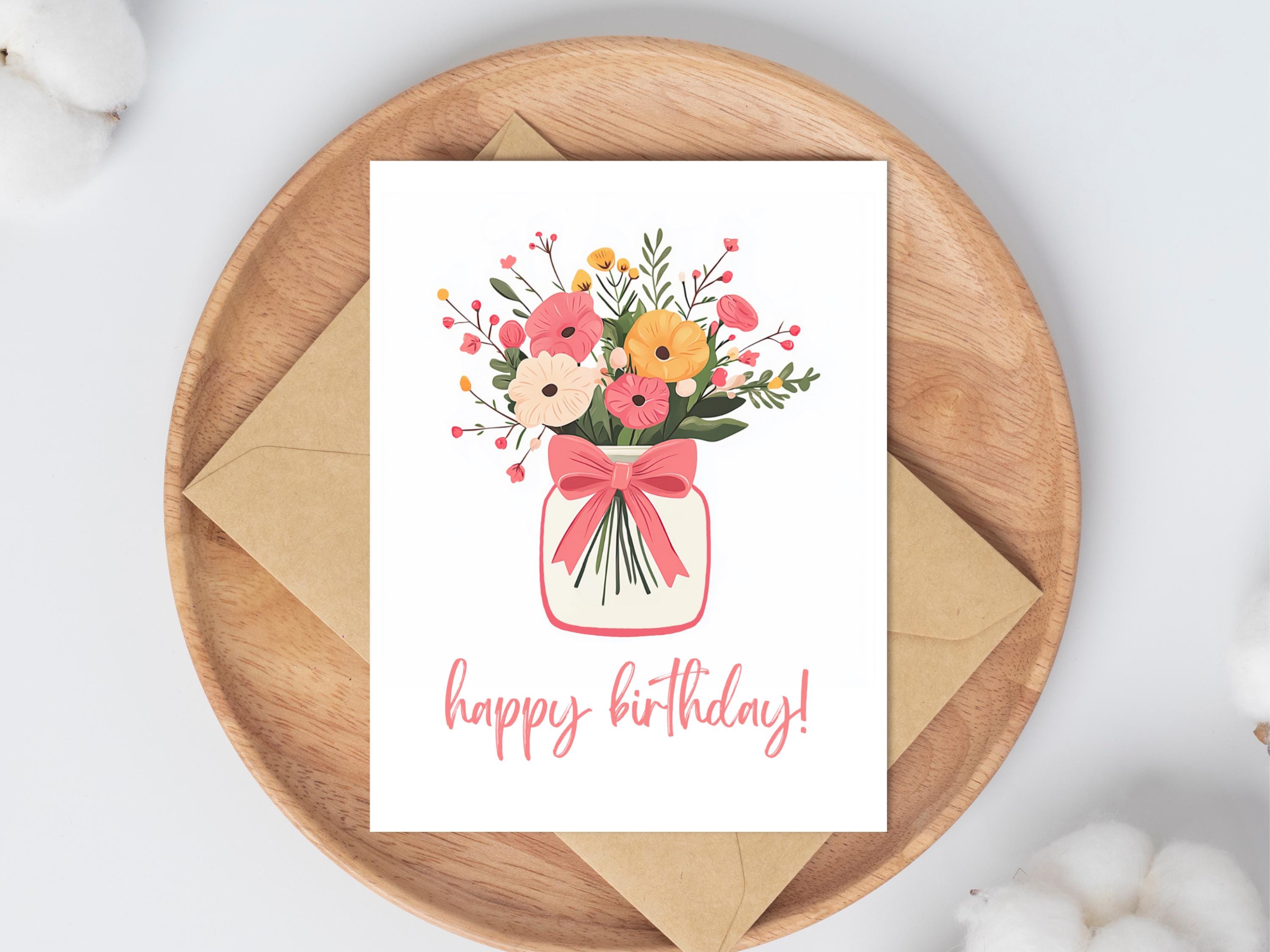 Cute Printable Birthday Cards | Modern Pink, Red, Yellow (digital ...