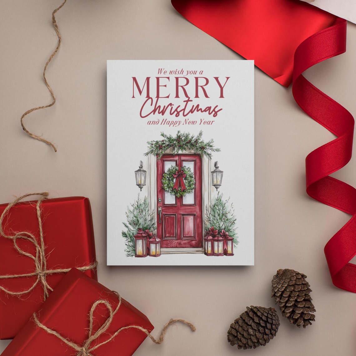Christmas Card, Digital Download, Cute Holiday Card, Printable Festive ...