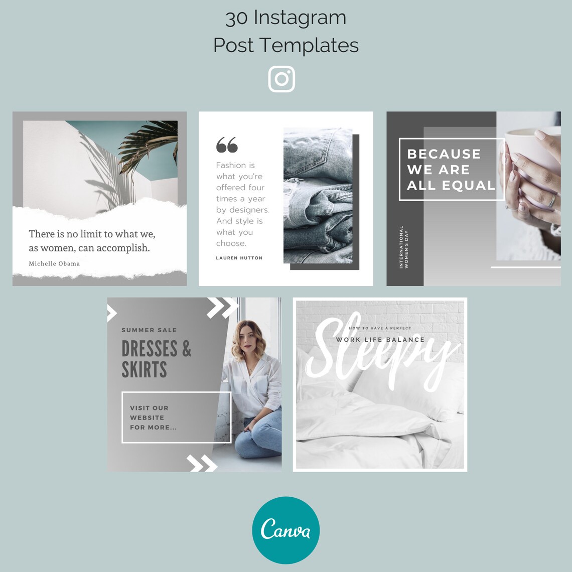30 Instagram Post Templates for Canva Editable IG Posts - Etsy