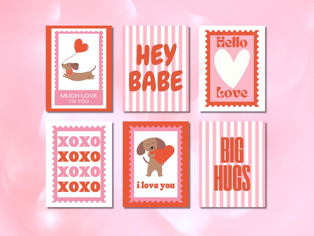 6 Cute Love Cards | Instant Download | Printable Cards | Card Set ...