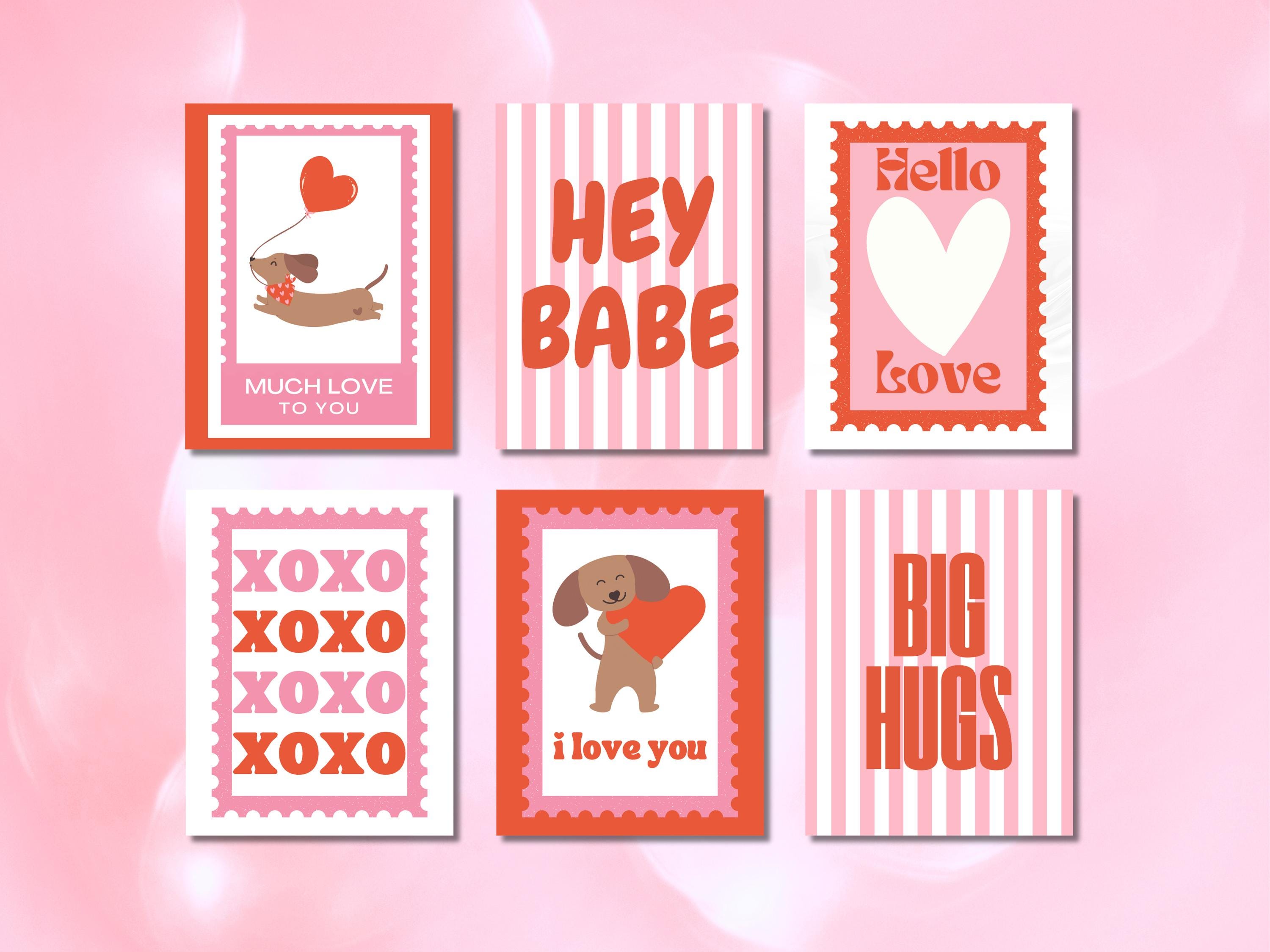 6 Cute Love Cards | Instant Download | Printable Cards | Card Set ...