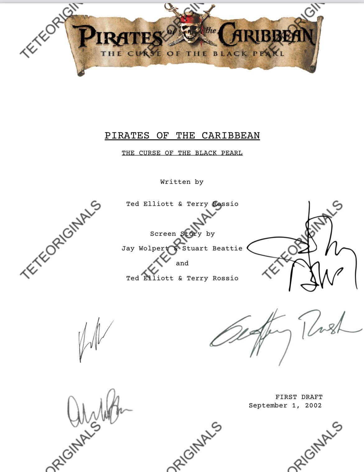 Pirates of the Caribbean-Signed Movie Script-Johnny | Etsy