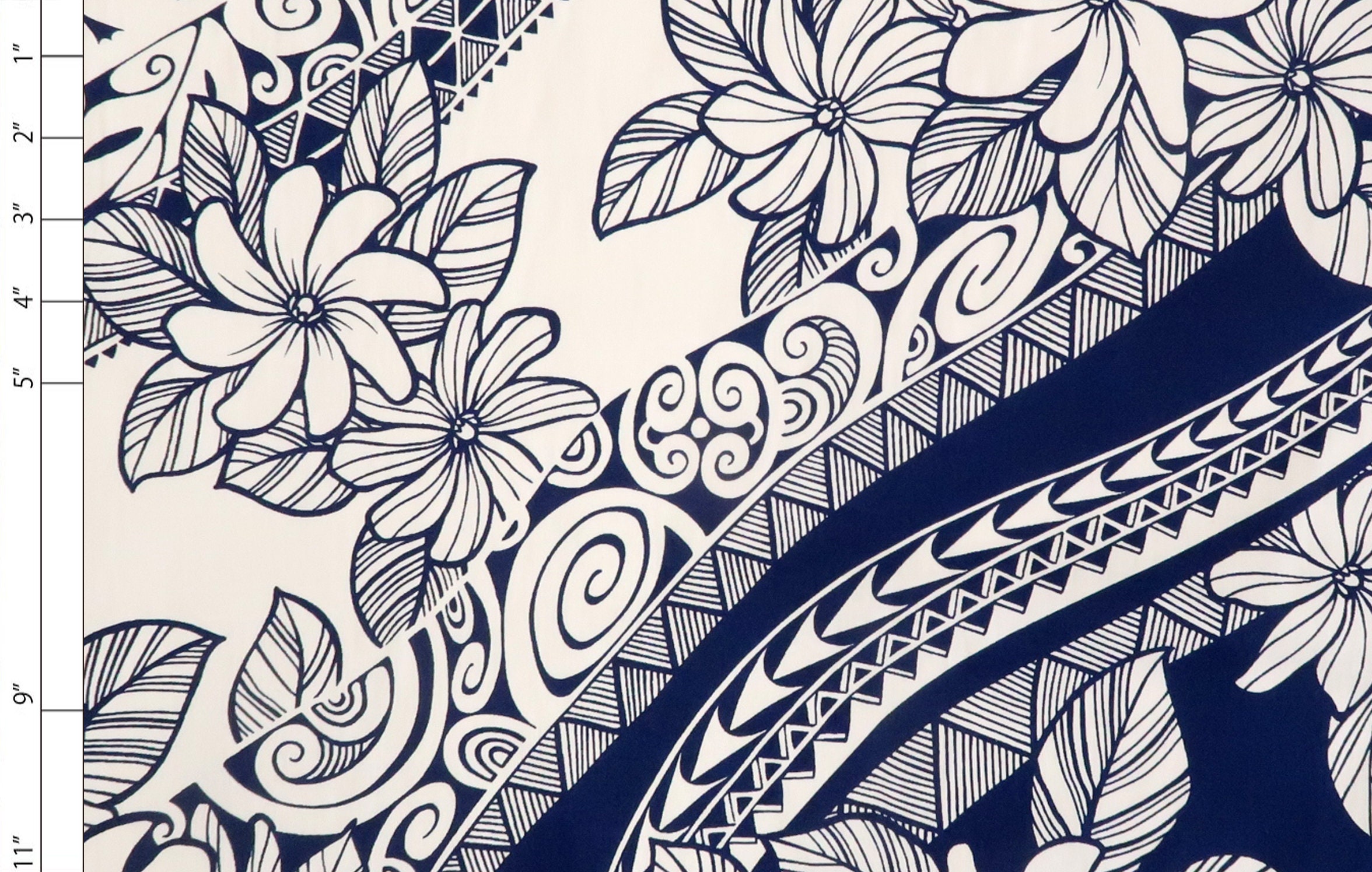 Polynesian Tribal Print With Hawaiian Flower 100% Cotton - Etsy