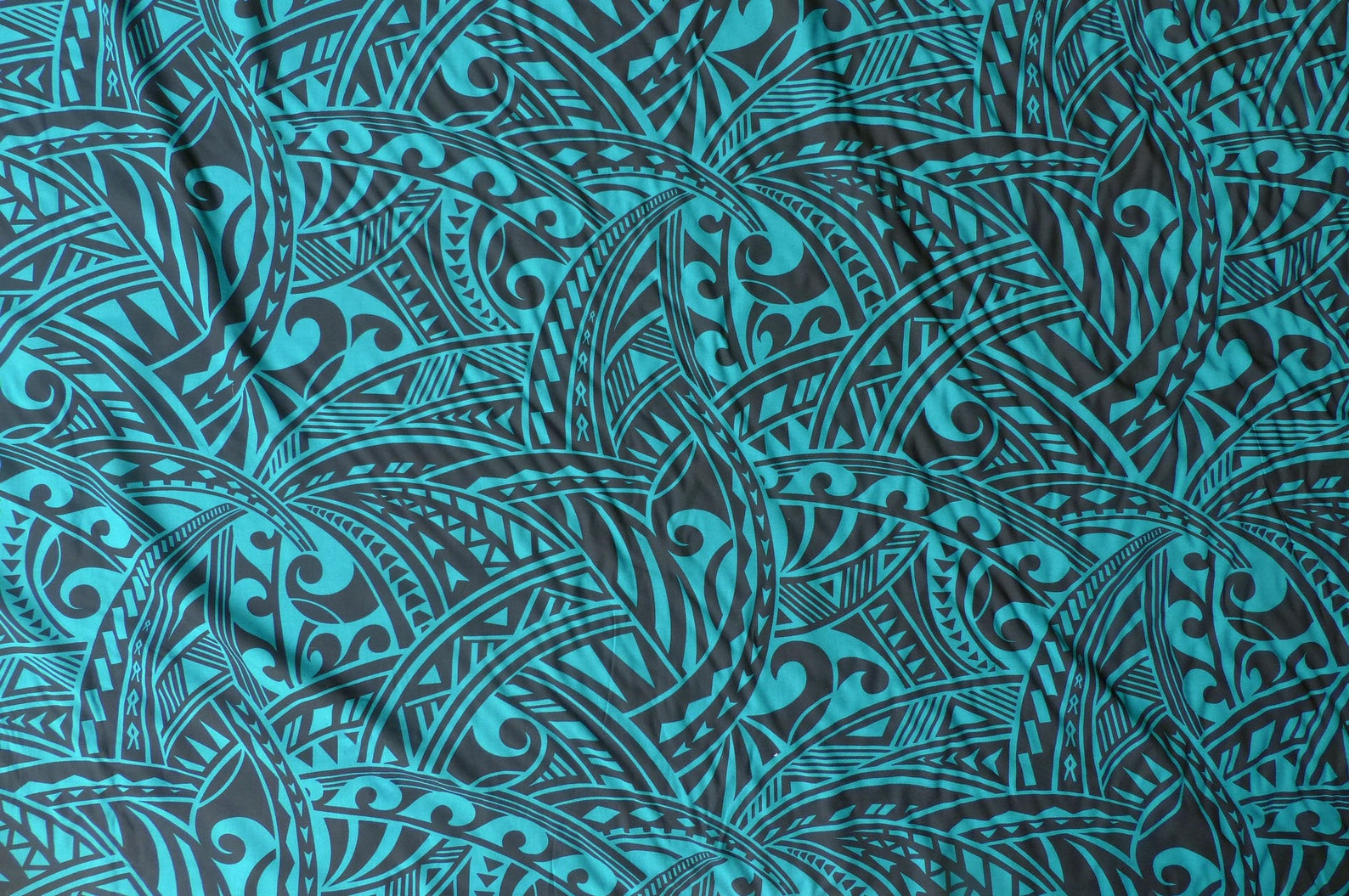 Polynesian Tribal Print Hawaiian Fabric Tapa Rayon Teal | Etsy