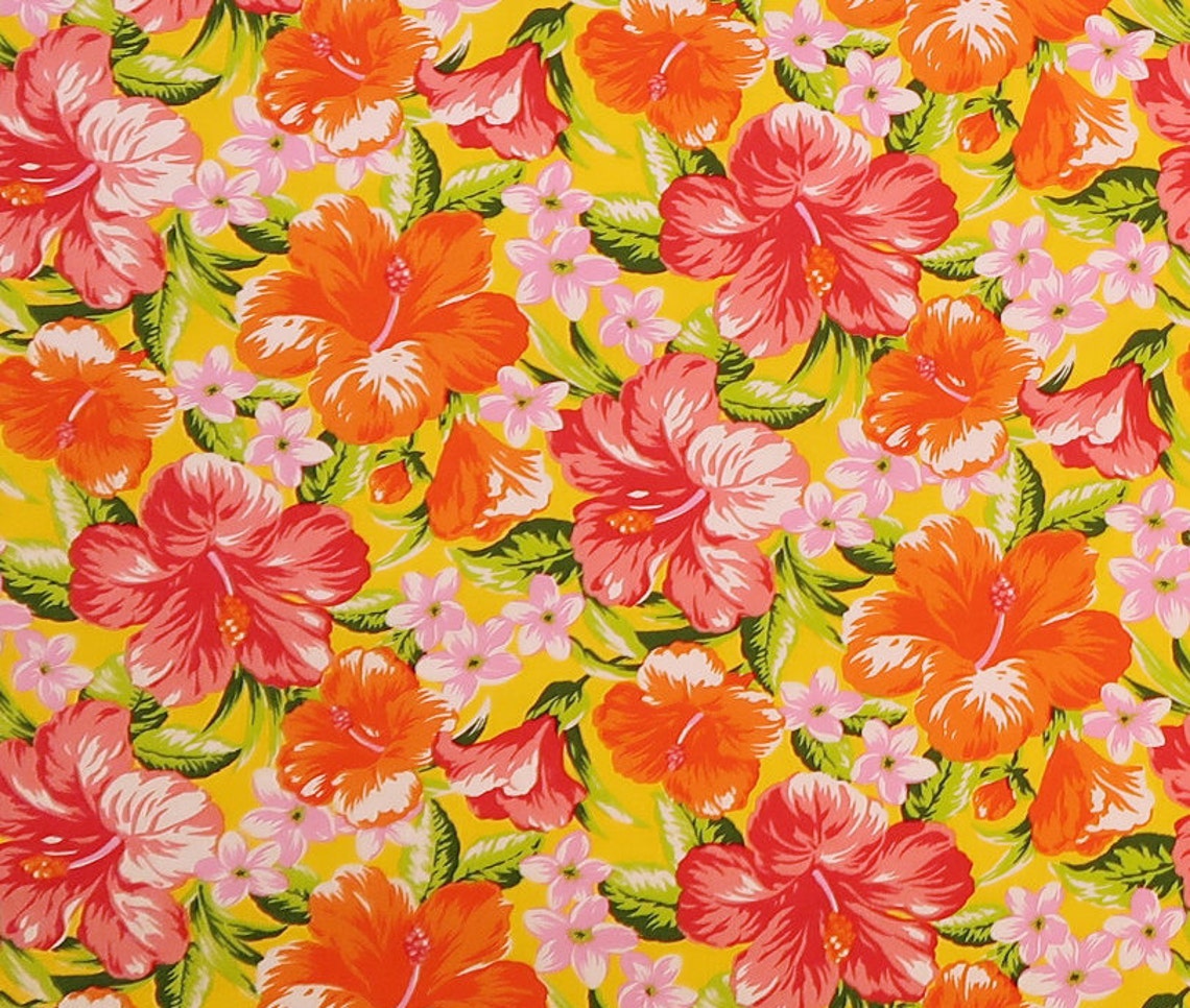 Tela con estampado floral naranja Estampados de flores | Etsy