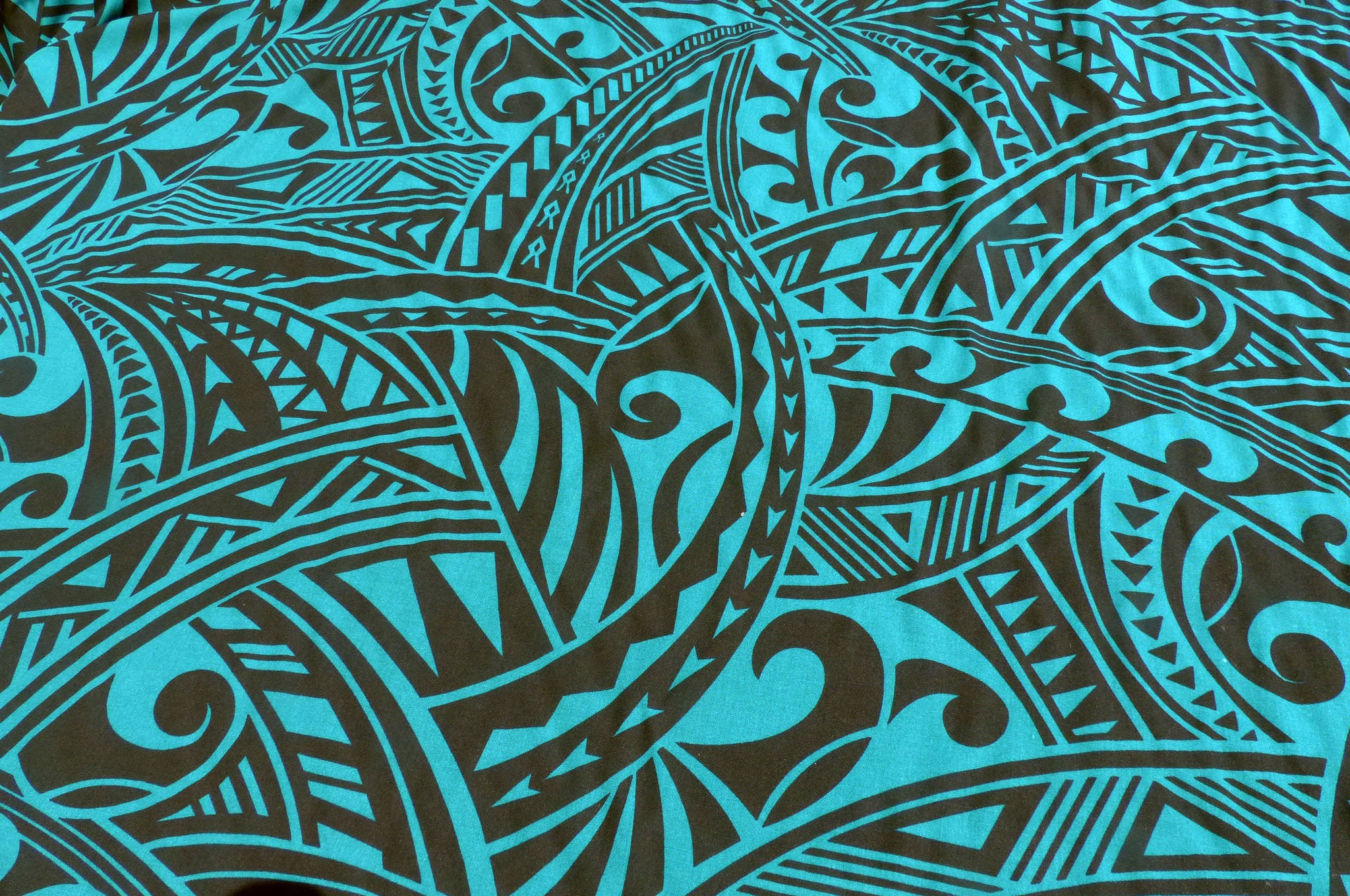 Polynesian Tribal Print Hawaiian Fabric Tapa Rayon Teal | Etsy
