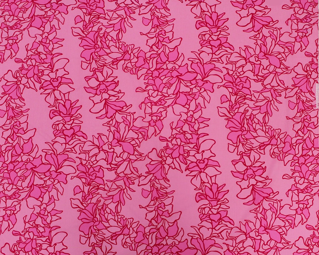 Pink Lei Print Polyester Cotton Hawaiian Fabric - Etsy