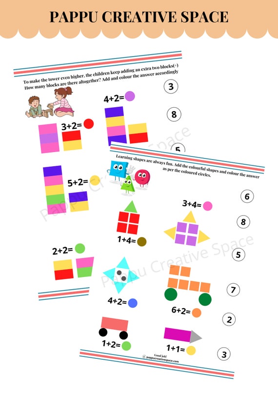 Maths Digital Printable Worksheets for Toddlers and - Etsy