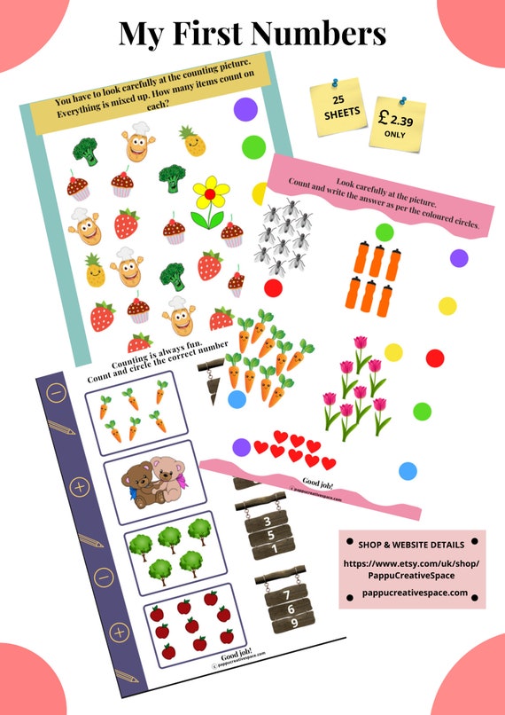 Maths Digital Printable Worksheets for Toddlers and | Etsy