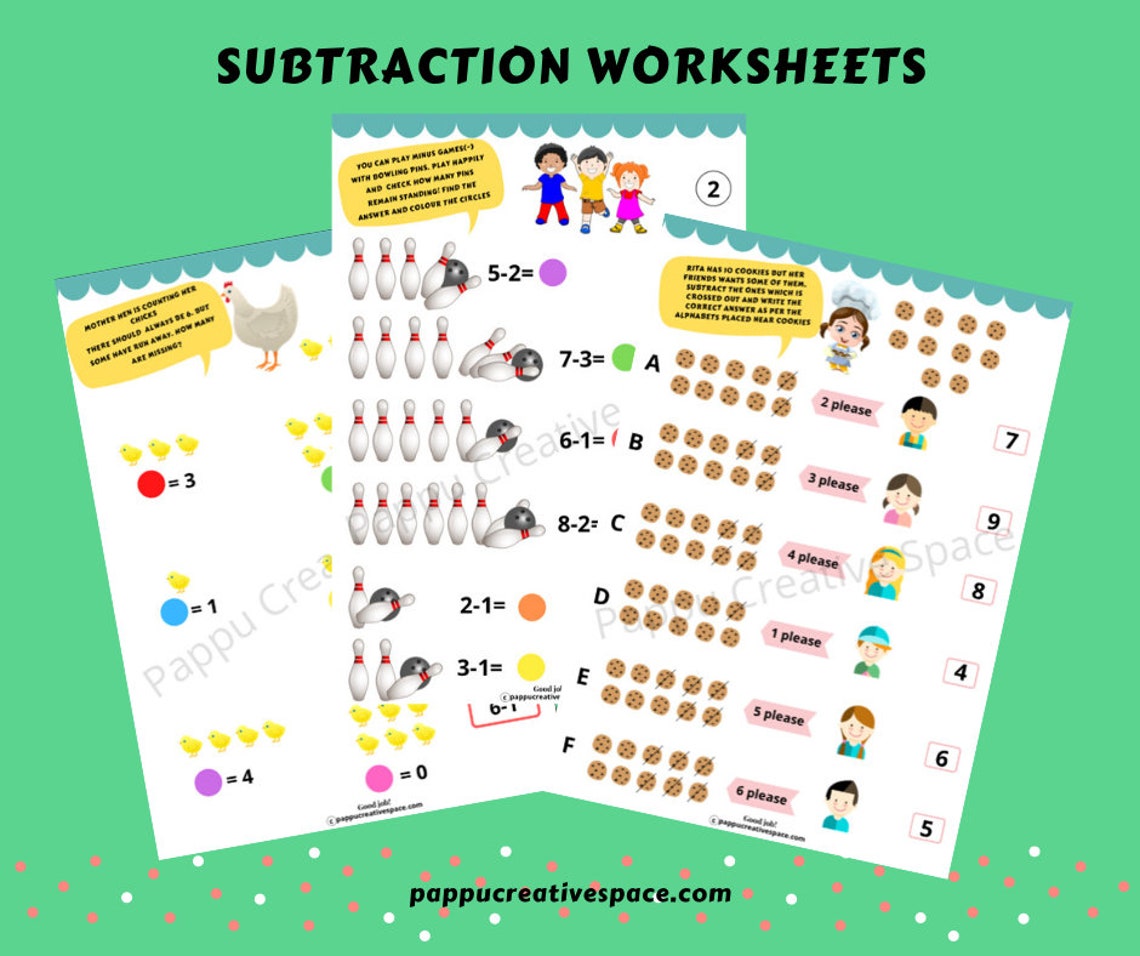 Maths Digital Printable Worksheets For Toddlers And Etsy