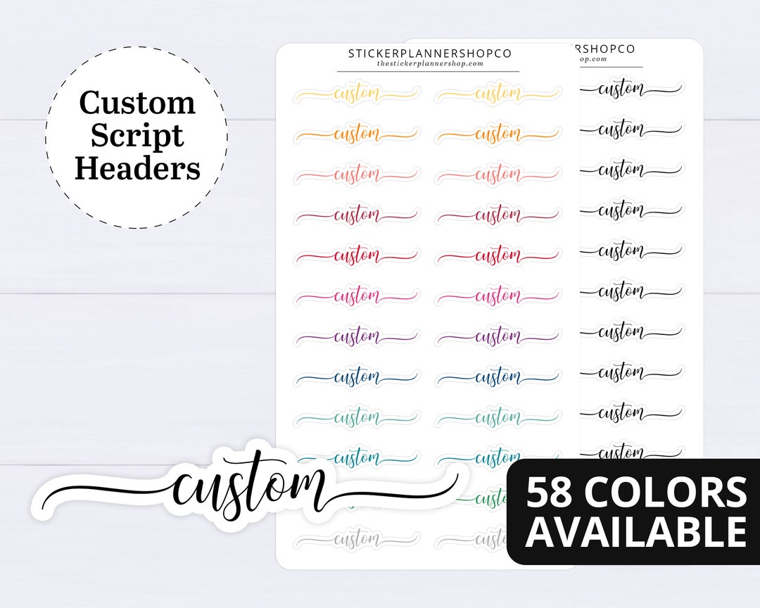 Custom Header Planner Text Stickers - Etsy