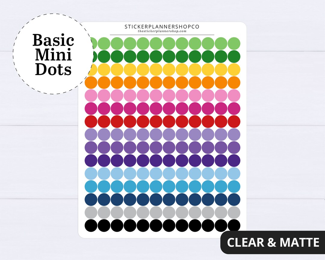 Mini Dot Basic Color Stickers - 180 Stickers - Etsy