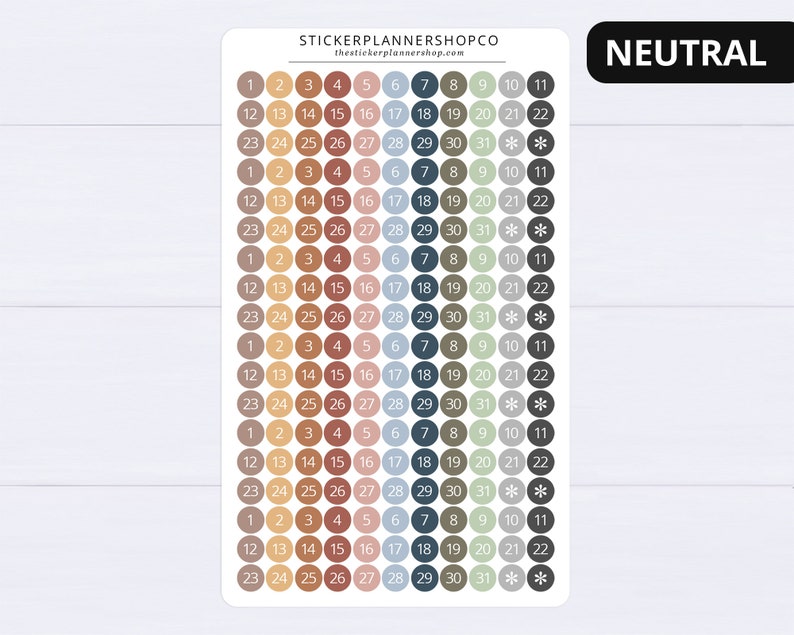 Date Dot Planner Stickers - Date Dots - Date Stickers - 198 Stickers - Etsy