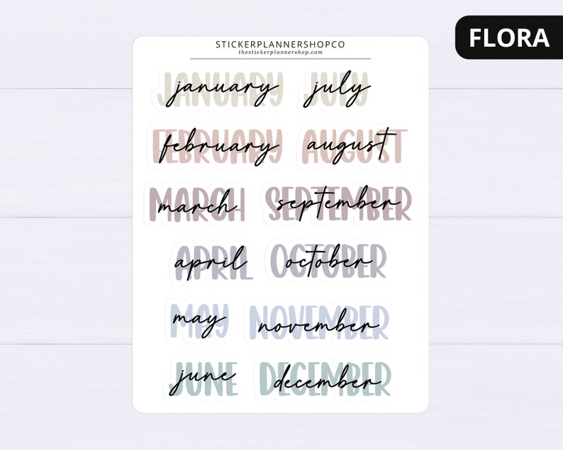 Month Header Planner Stickers Month Names Sticker Large - Etsy