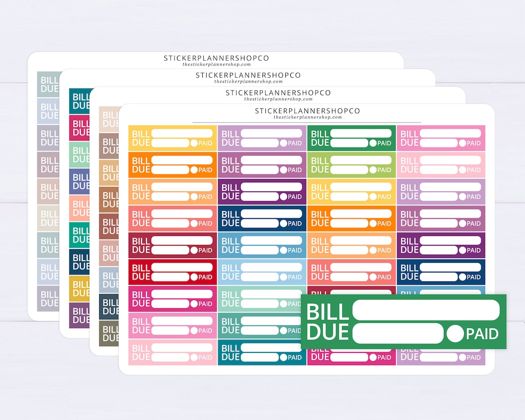 Bill Due Planner Stickers - Bill Due Stickers - Planner Stickers ...