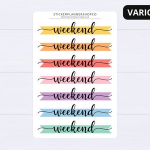Weekend Flag Banner Stickers - 7 Stickers - Etsy