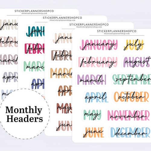 Months of the Year Planner Sticker Bullet Journal Large - Etsy