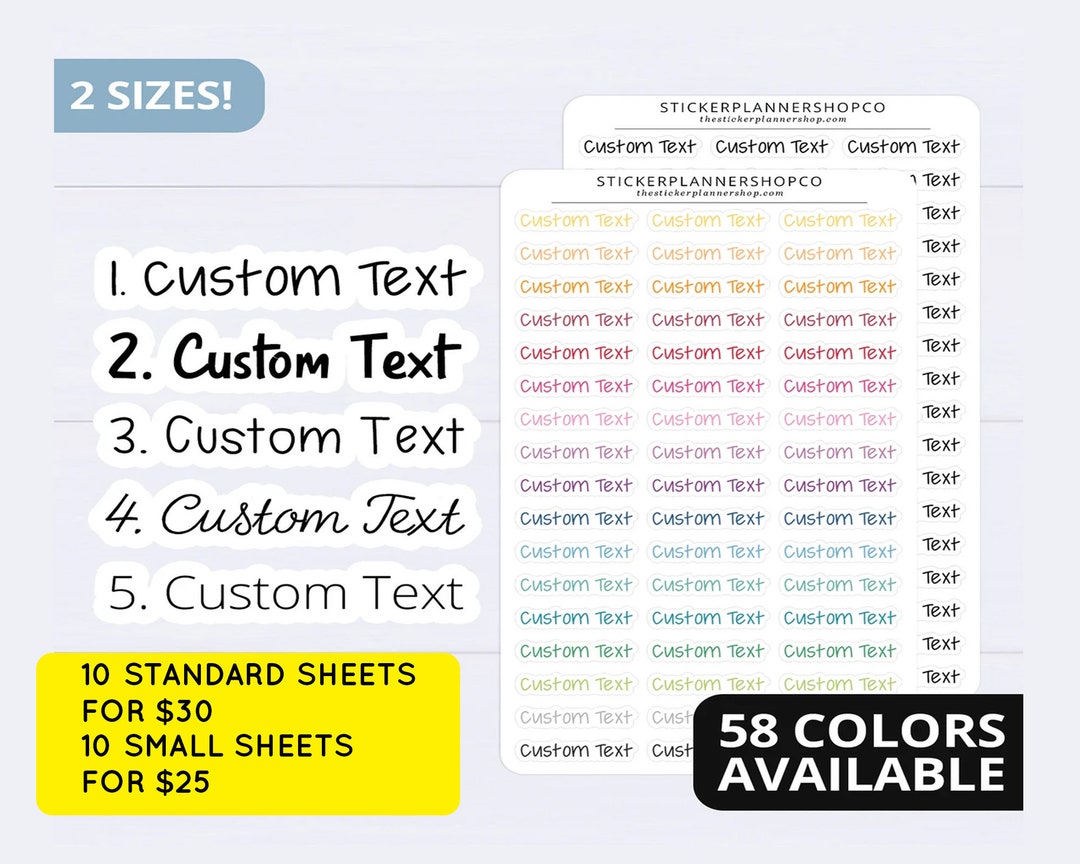 Bundle Text Sheets 10 Standard or Small Custom Text Sheets - Etsy